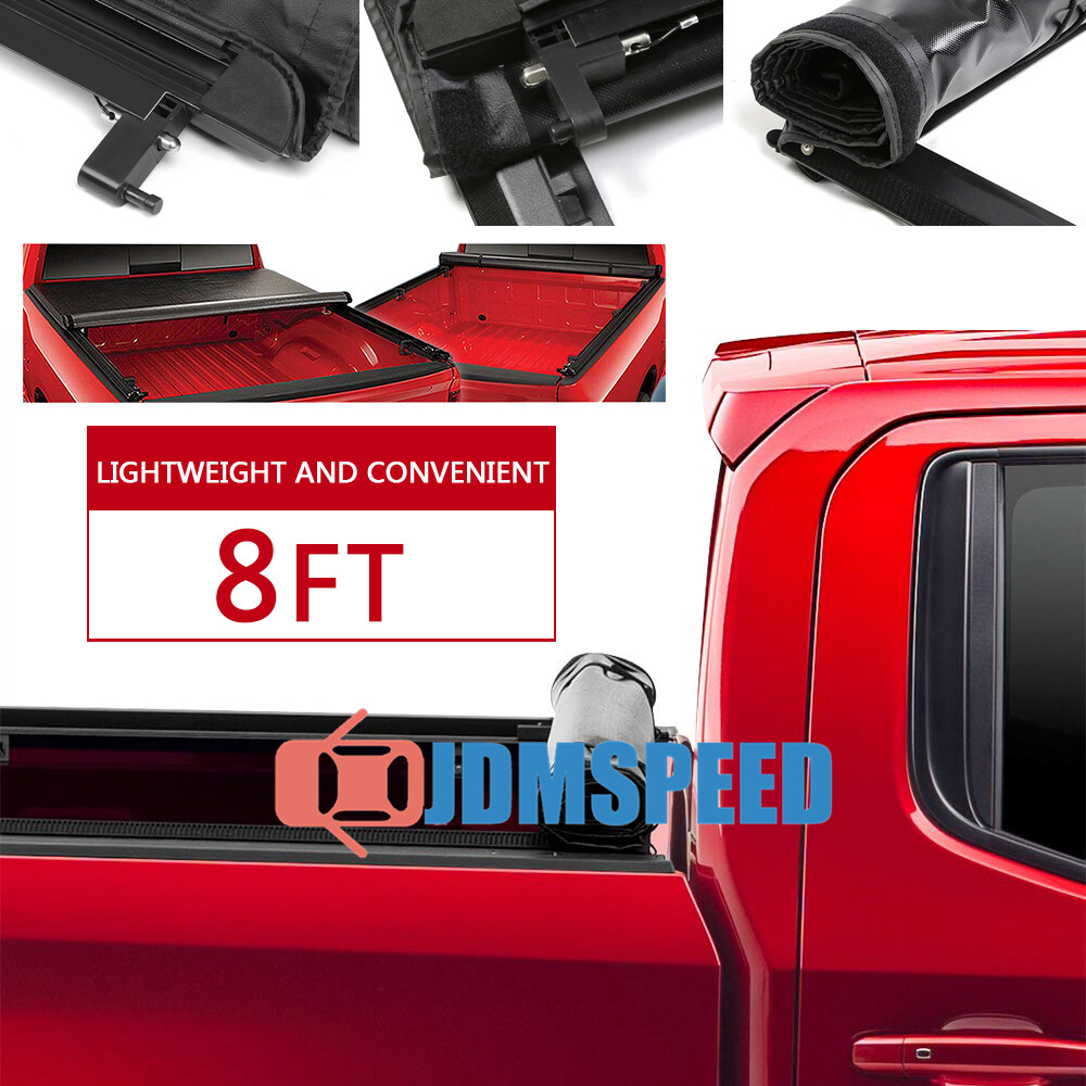 8ft Bed Tonneau Cover Soft Roll-Up Fleetside for F250 F350 Super Duty ...