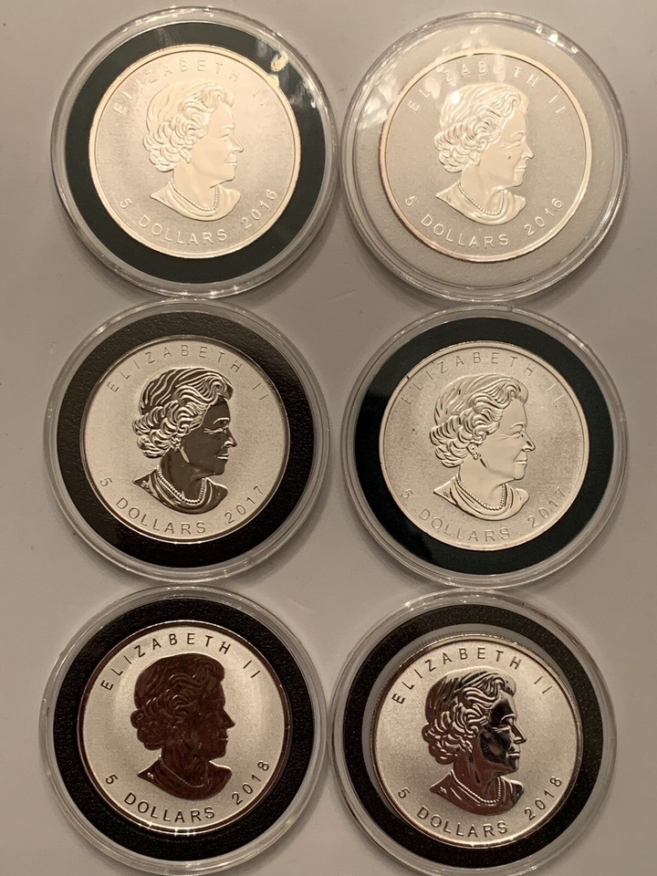 Set Of 6 Wild Canada Privy Reverse Proof 1oz .9999 Silver Maple Leaf ...