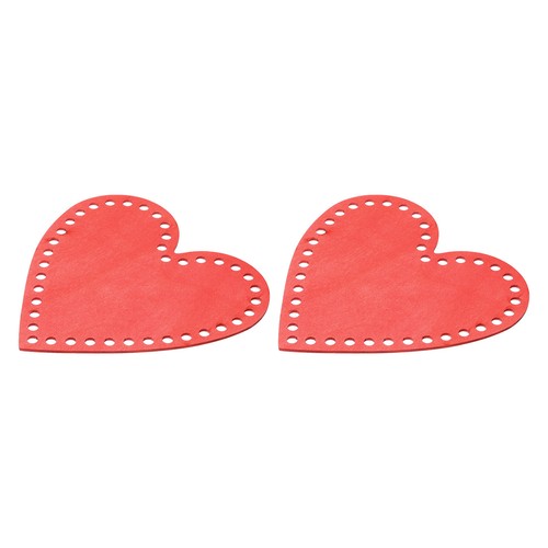 2 Pcs Wooden Basket Bottoms Heart-shaped Base Red Color Pad Hand ...