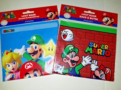 NEW! SET OF TWO SUPER MARIO BROS LOOT BAGS GOODY BAGS ~ TWO SETS OF 8 ...