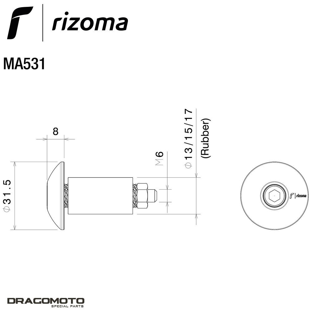 Embout de guidon Yamaha MT-09 SP contre les vibrations Rizoma MA531A ...