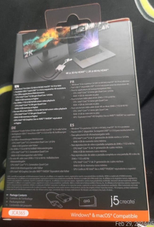 j5 Create USB-C to Dual HDMI Multi-Monitor Adapter Windows/Mac ...