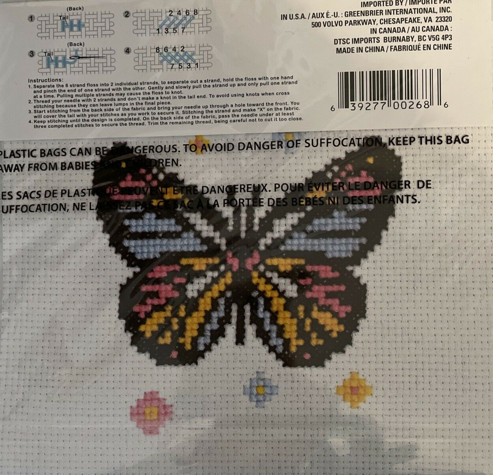 Crafters Square Counted Cross Stitch Kit "butterfly" Arts & Crafts | eBay