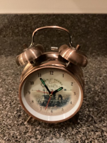 John Deere Moline, IL Copper Bell Alarm Clock Farmer on Tractor Scene ...