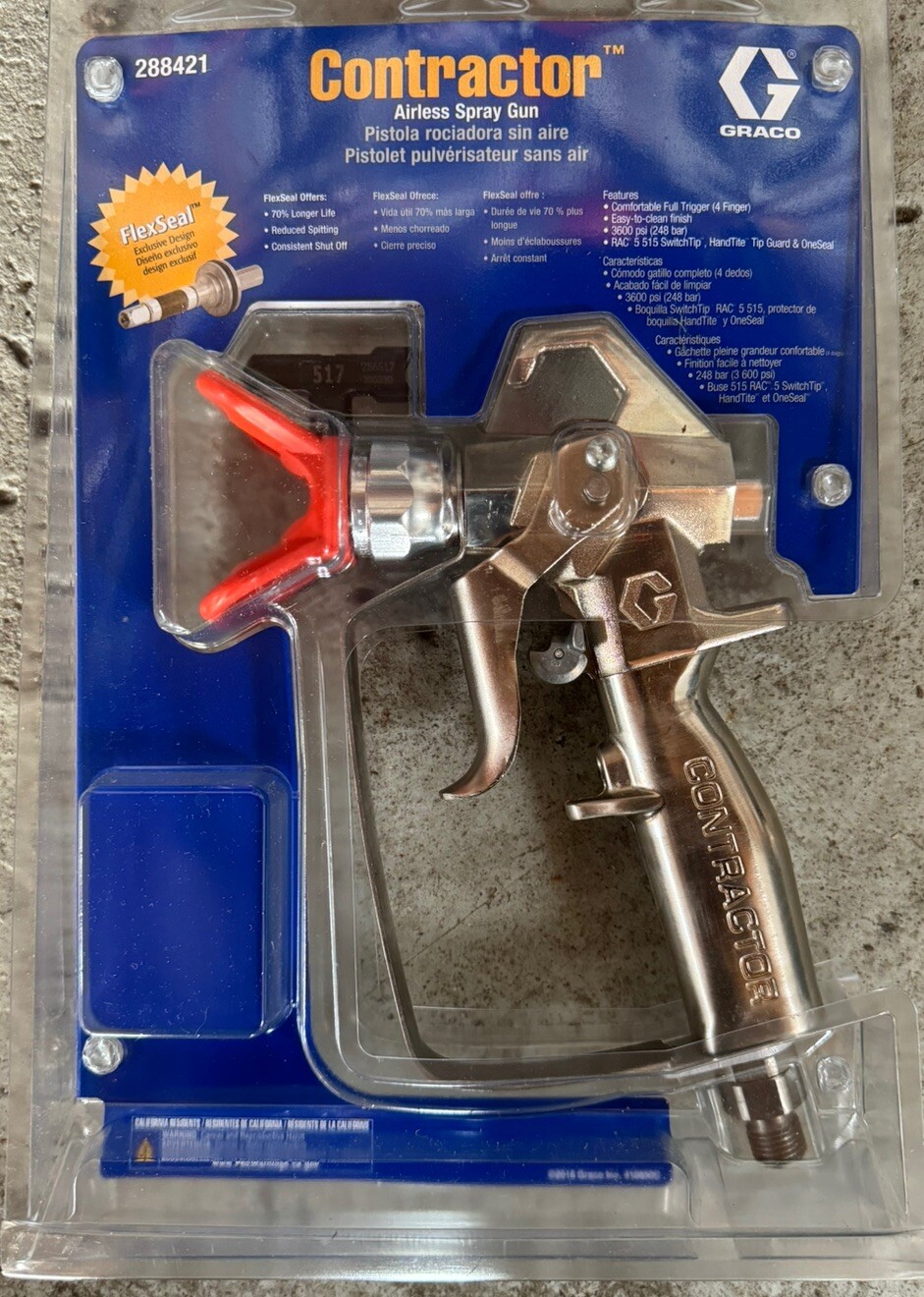 Graco Contractor Airless Spray Gun 2-finger w/ RAC X 517 SwitchTip ...