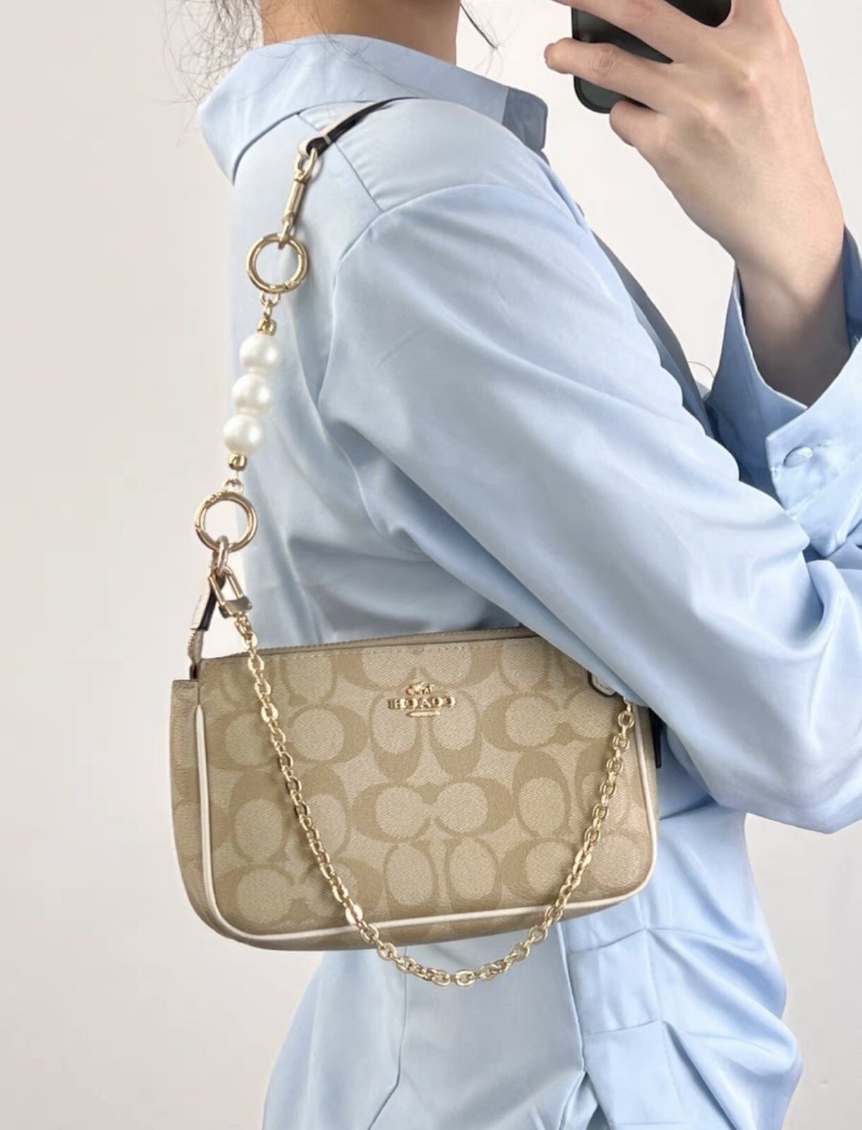 NWT Coach Nolita 19 In Signature Canvas CS442 + Free Pearl Chains | eBay