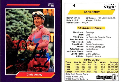 1992 Chris Antley Signed - Auto Horse Star Jockey Trading Card - Died ...
