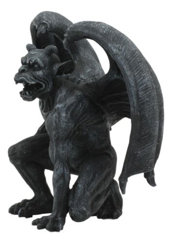 Winged Horned Devil Gargoyle Statue 6.25" Tall Notre Dame Evil Warden ...