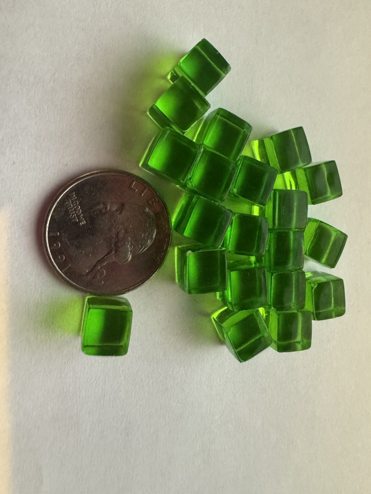 20Pcs/set 8mm Solid Clear Green Color Blank Square Corner Acrylic Dice ...