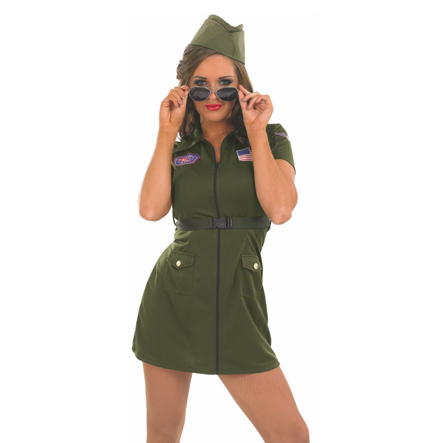 Women`s Sexy Pilot Aviator Costume Size S - XXL Ladies 80s Army RAF ...