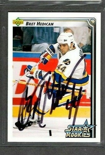 1992-93 Upper Deck Blues Hockey Card #414 Bret Hedican Signed Autograph ...