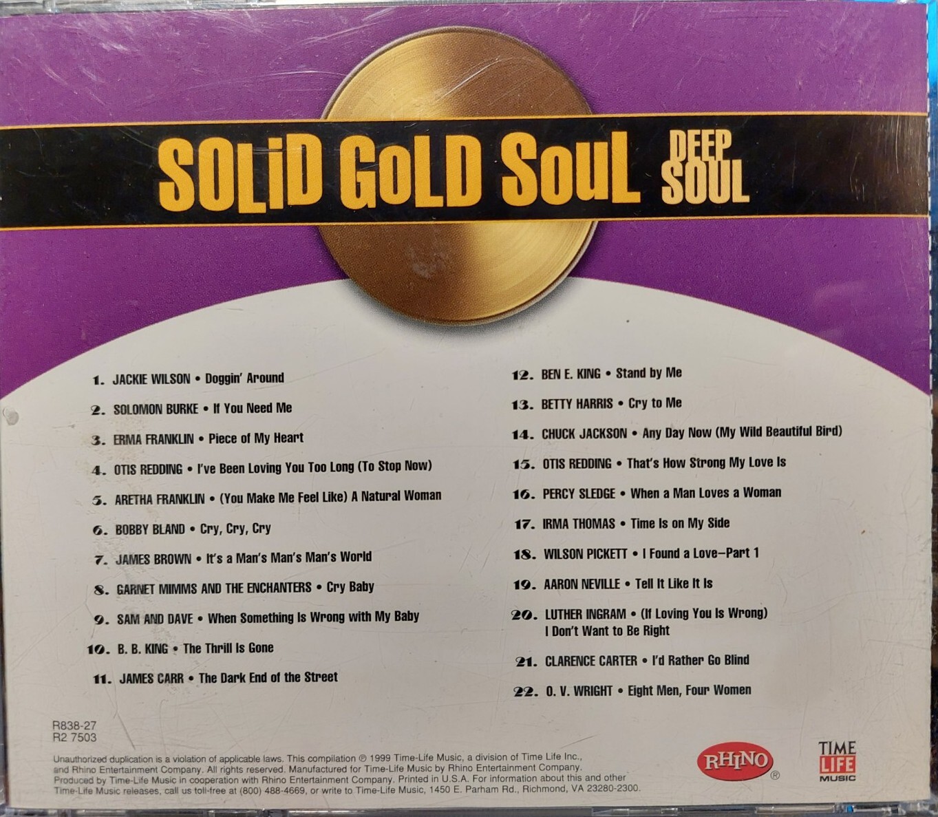Solid Gold Soul: Deep Soul by Various Artists (CD, Mar-2000, Rhino ...