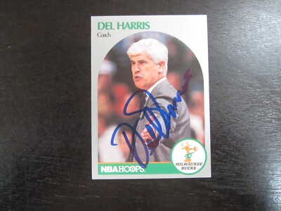 1990-91 NBA Hoops # 319 Del Harris Autograph Signed Auto Card (B) Bucks ...
