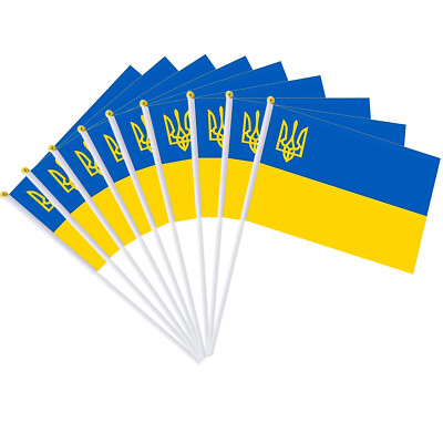 10/50 PCS Ukraine Flag 14x21CM Ukrainian Hand Held Small Mini Stick ...