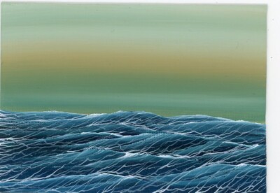 ACEO Original Acrylic Sea Choppy Waves Ocean Seascape Tiny Painting Art ...
