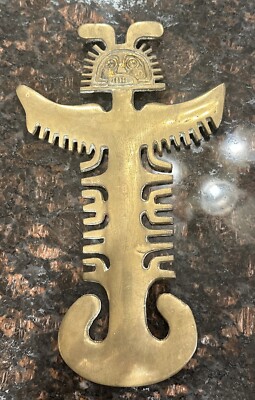 Vintage Brass Inca Tumi Ceremonial Knife Aztec Mayan Cultural Decor Art ...