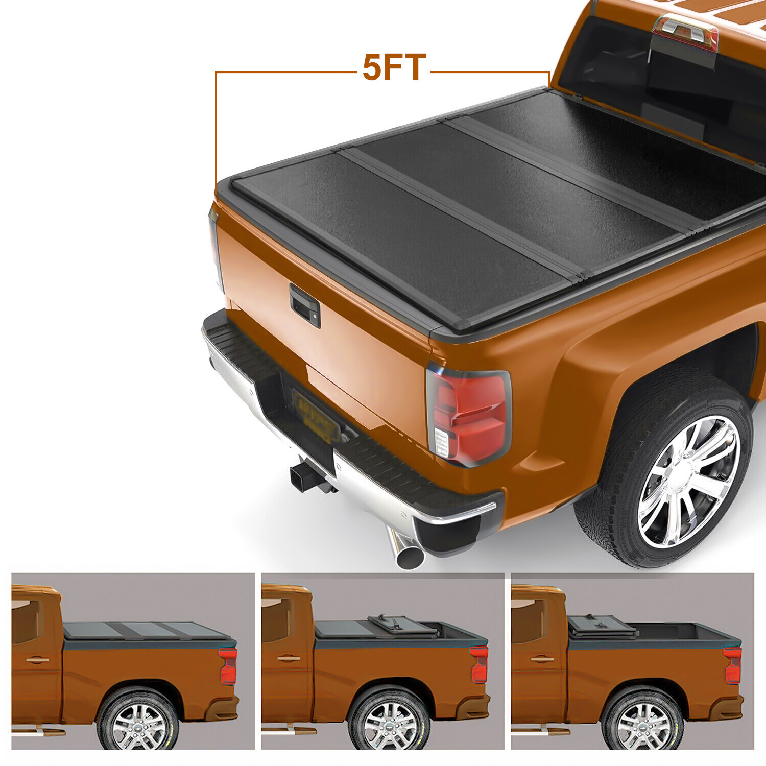 Hard Tri-Fold Tonneau Cover 5ft Bed For 2019-2022 2023 Ford Ranger ...