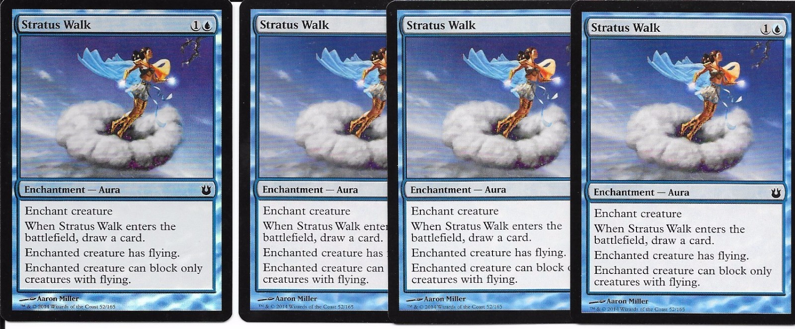 MTG BORN OF THE GODS STRATUS WALK x4 PLAYSET (1 FOIL 3 REGULAR) #052/ ...