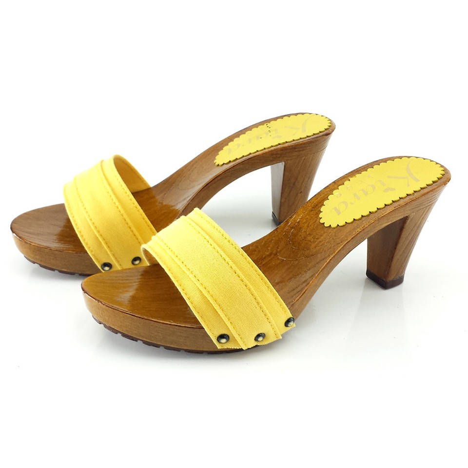 Women's Clogs Yellow- Made in Italy 35 to 41 - Heel 8-K5101 Yellow | eBay