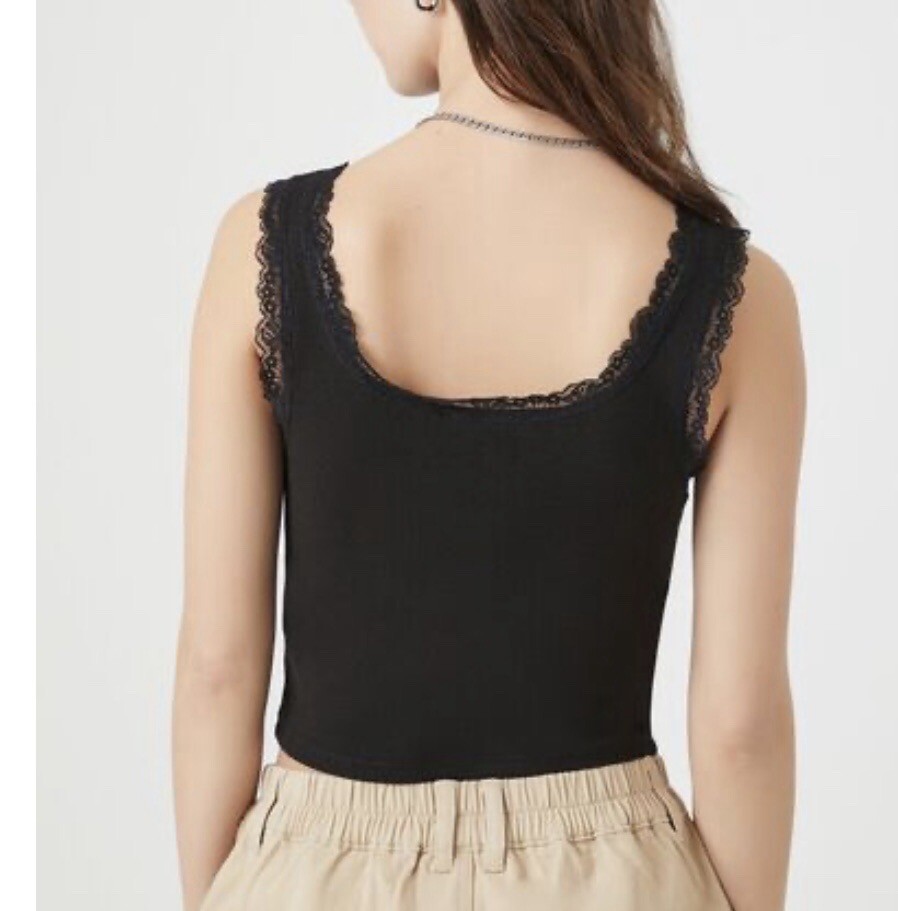 Forever 21 Black Lace Trim Tank Top NWT Large | eBay