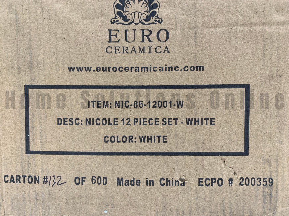 Pottery Barn Nico Stoneware Reactive Glaze Dinnerware Set 12 Pc White # ...