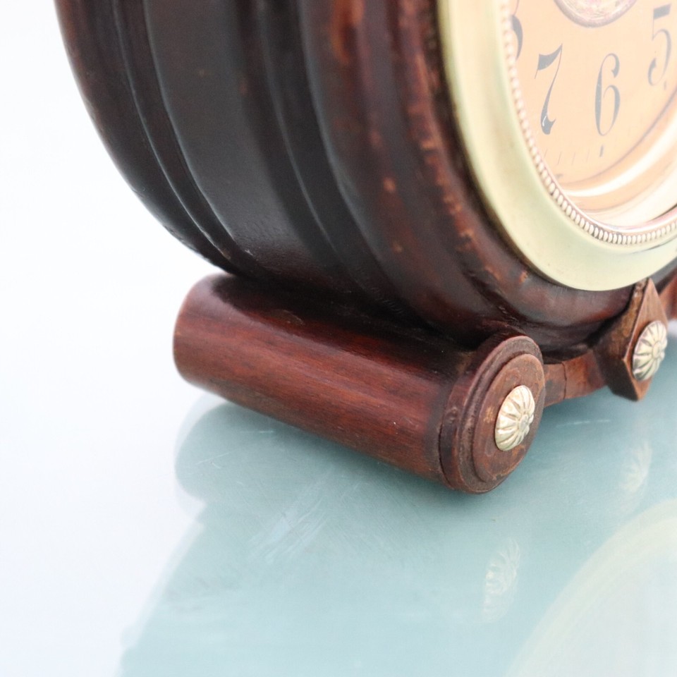 JUNGHANS Alarm Mantel Clock Antique XXL Wood 1920s BELL German RESTORED ...