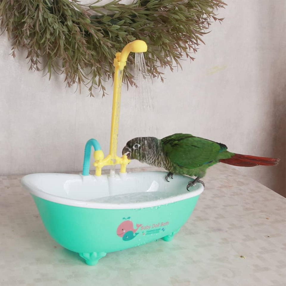 Bird Bathtub Parrot Bath Fountain Indoor Automatic Bathtub with Faucet ...