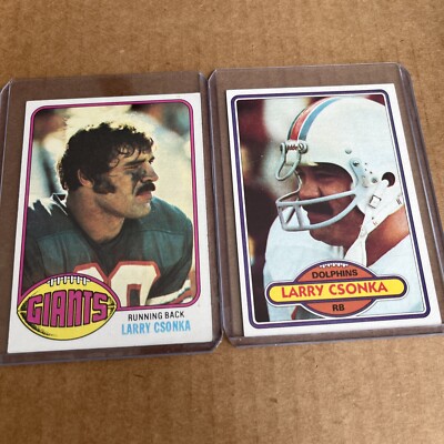 LARRY CSONKA 1976 Topps #437 & 1980 Topps #485 Dolphins Football Cards ...