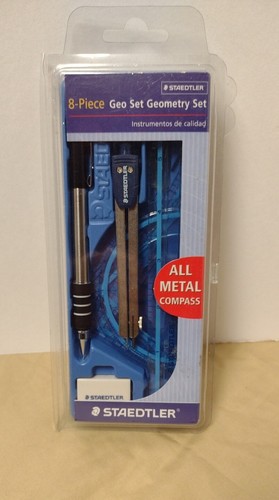 Staedtler 8 pc Geo Set Geometry Set NIP Compass, Ruler, Protractor ...