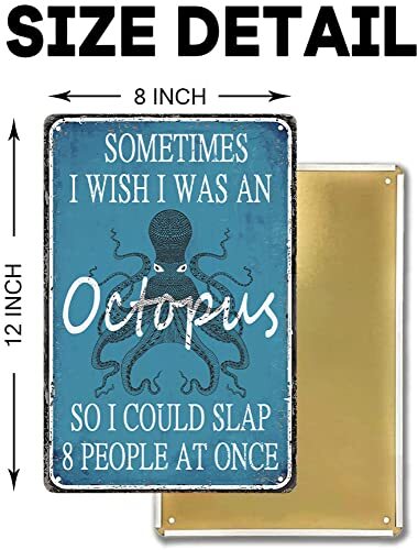 Funny Sarcastic Metal Sign Octopus Decor Tin Signs Vintage Bathroom ...