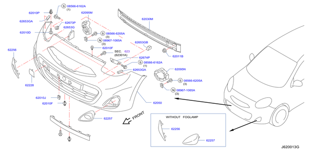 62257-3hn0a Nissan Finisher-front Bumper Fascia LH 622573HN0A Genuine ...