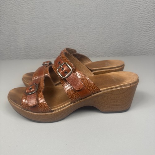 Dansko Sandals Women 39 Brown Jessie Lizard Embossed Leather Coastal ...