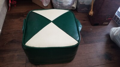 Vintage Green White Leather Ottoman Foot Stool Square Triangle 9" High ...