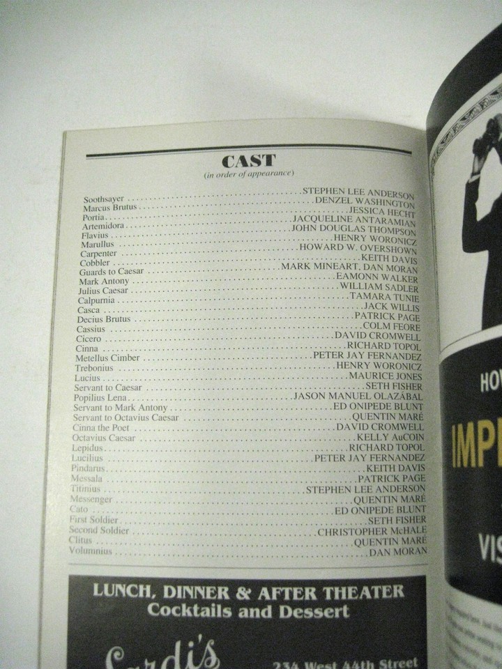Julius Caesar Playbill April 2005 Belasco Theatre Denzel Washington ...