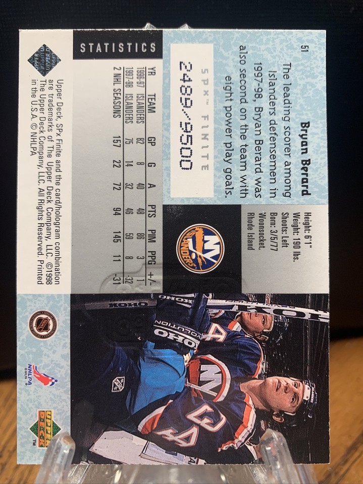 1998-99 SPx Finite Islanders Hockey Card #51 Bryan Berard/9500 | eBay