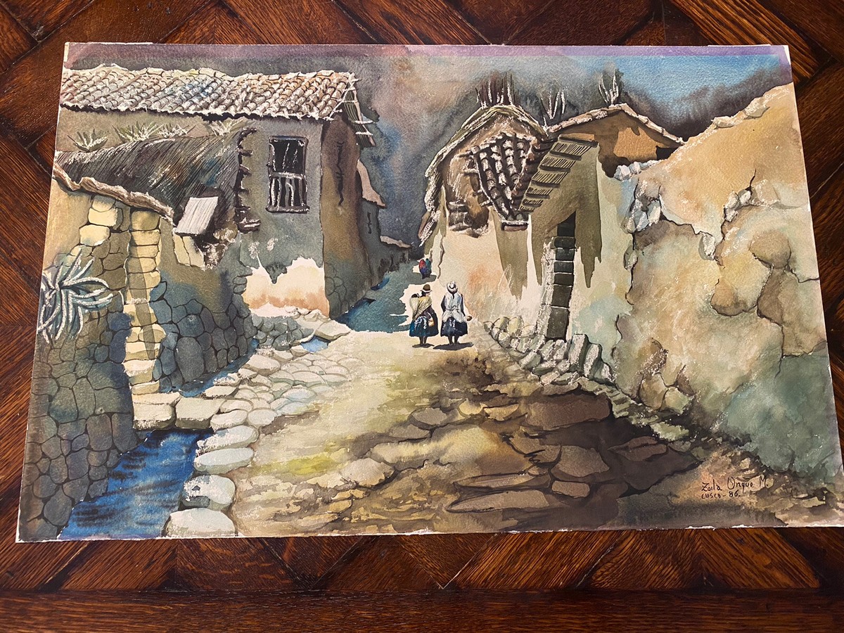Peru Painters Signed VARITTAS Latin American Cubism Naif Folk Art