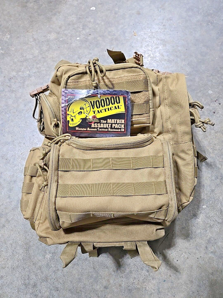 Voodoo Tactical Matrix Assault Pack Rucksack FDE Coyote Lots of Pockets ...