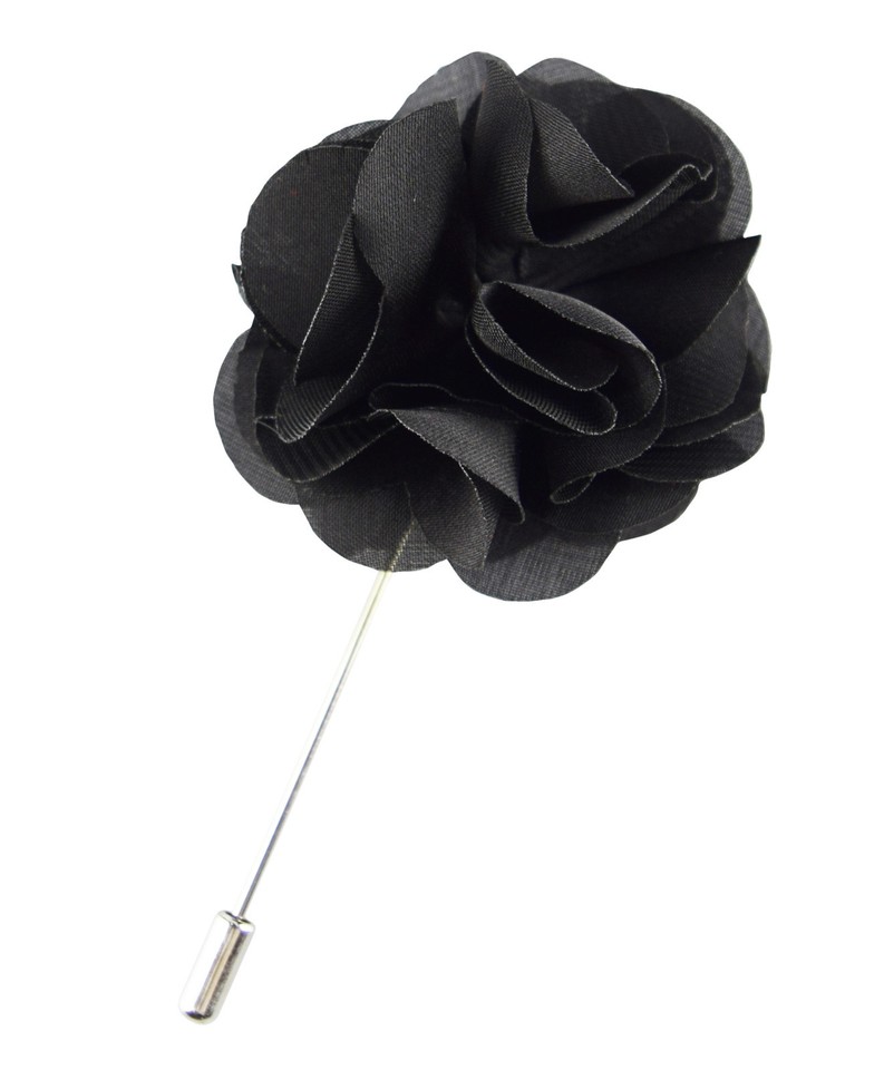 Mens Black Rosette Lapel Flower Blazer Pin Wedding Prom Corsage ...