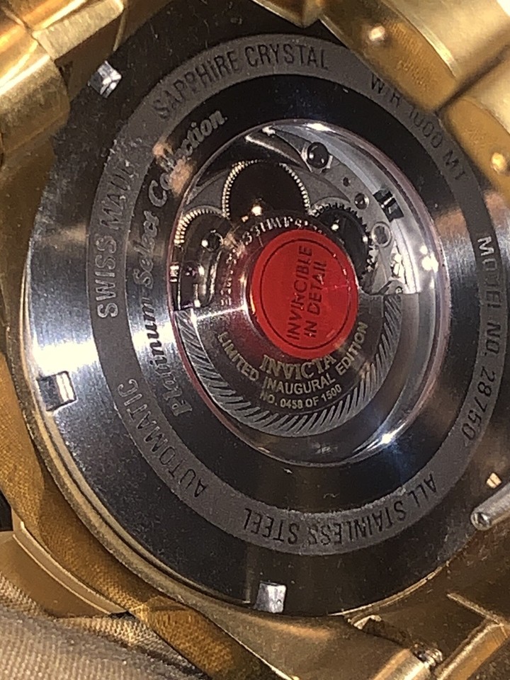 INVICTA RESERVE 28750 YELLOW GOLD-PLATED 52mm SWISS AUTOMATIC DIVER ...