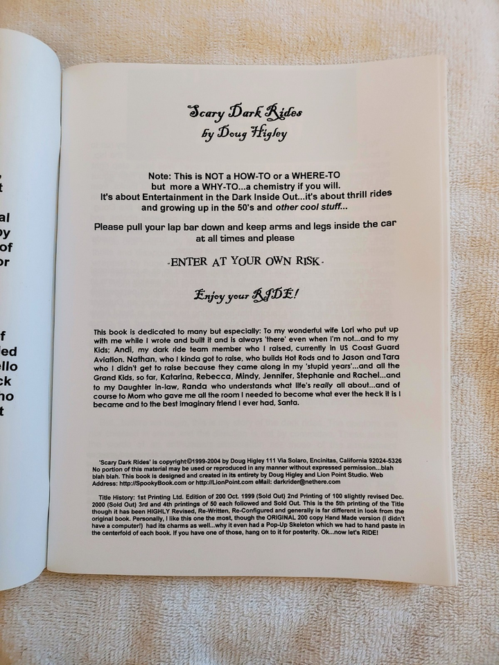 Scary Dark Rides by Doug Higley 5th Edition 2004 Softcover | eBay