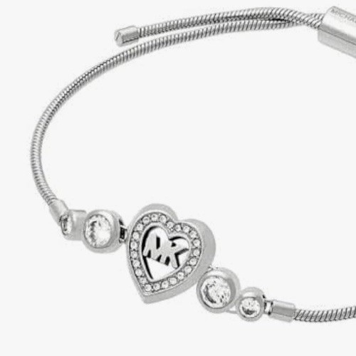 Michael Kors Heart Silver Tone Slider Adjustable Bracelet Crystals NIB ...