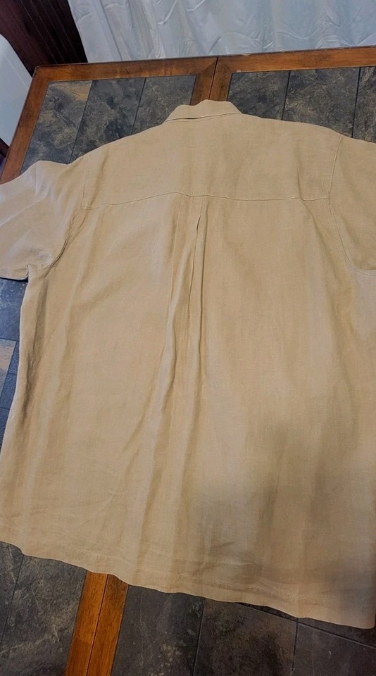 Mens 2 piece linen walking suit Gonchu Vtg 34x29 Slacks L button Down ...