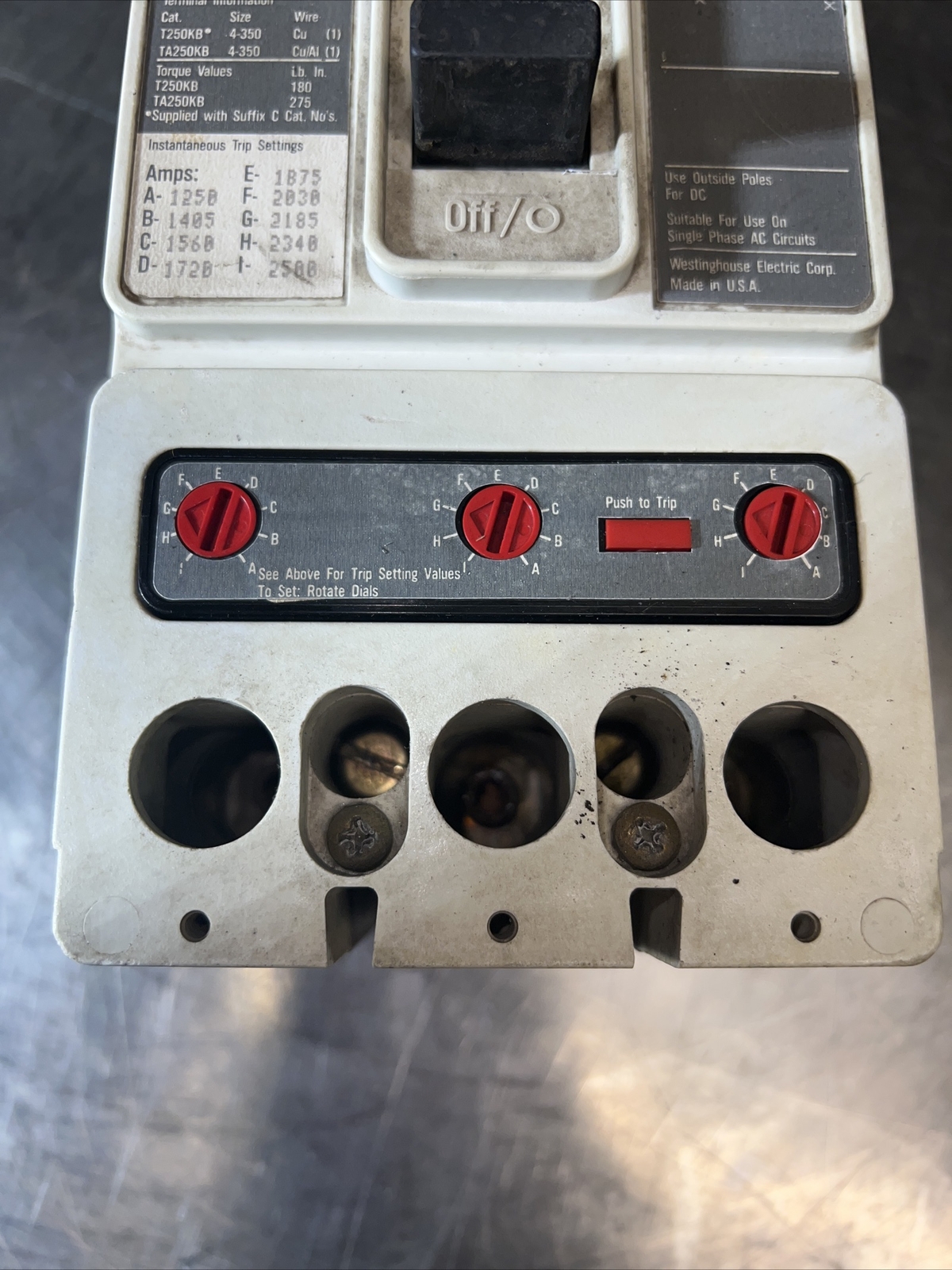 WESTINGHOUSE HMCP HMCP250W5 3 Pole 250 Amp 600 V Motor Circuit ...