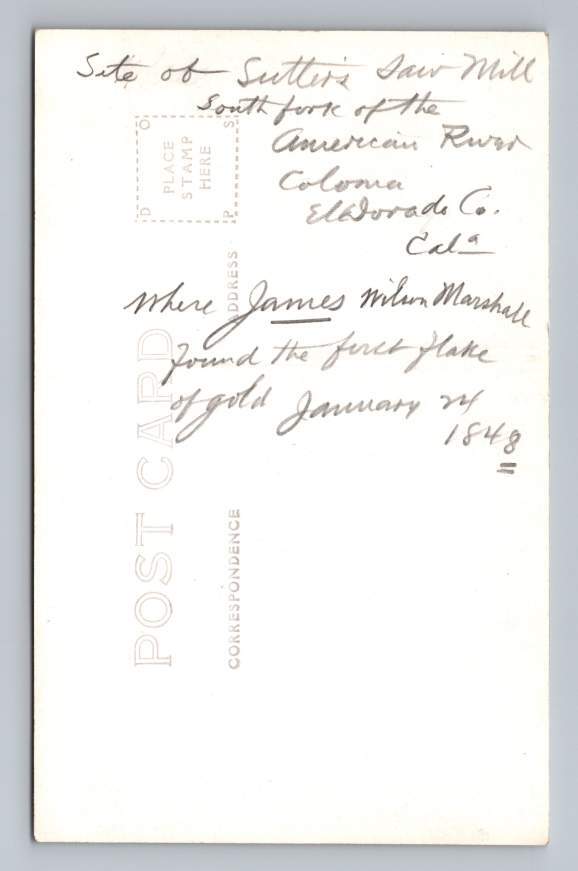 Sutter Mill Site RPPC Vintage American River COLOMA California Photo ...