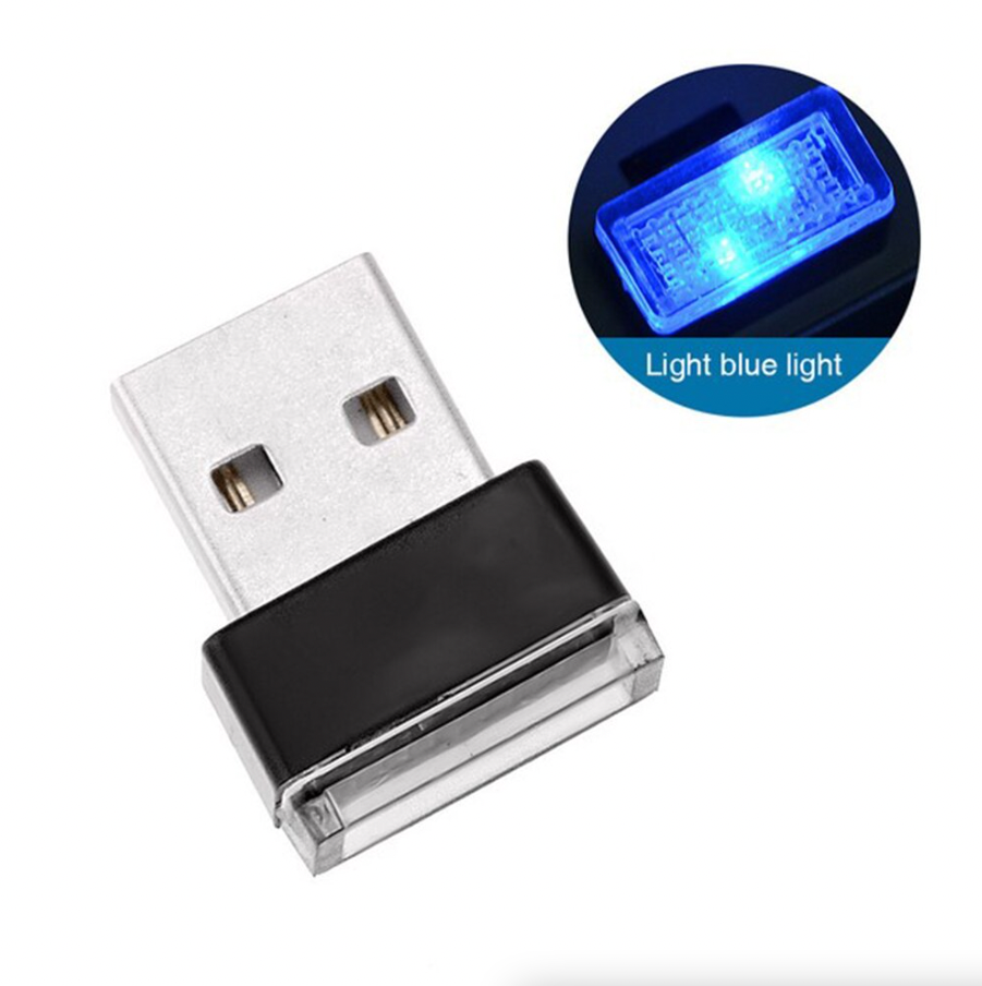 3x Mini Blue LED USB Car Interior Light Neon Atmosphere Ambient Lamp ...