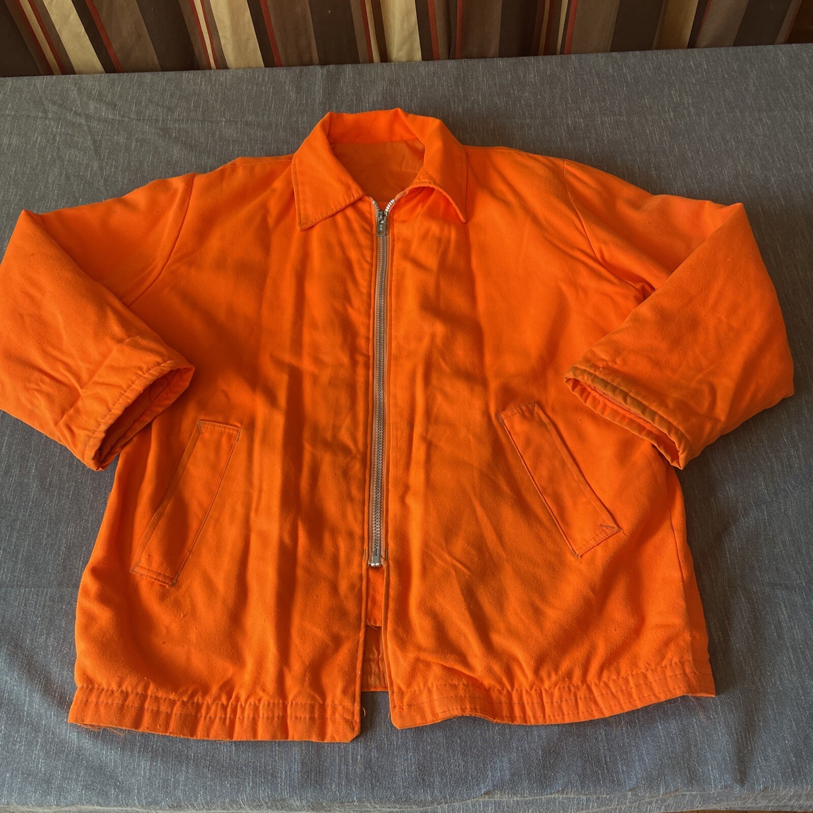 Vintage blaze orange hunting jacket insulated collare… - Gem