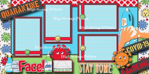 QUARANTINE ~ 2 premade scrapbook pages PAPER digiscrap layout STAY HOME ...