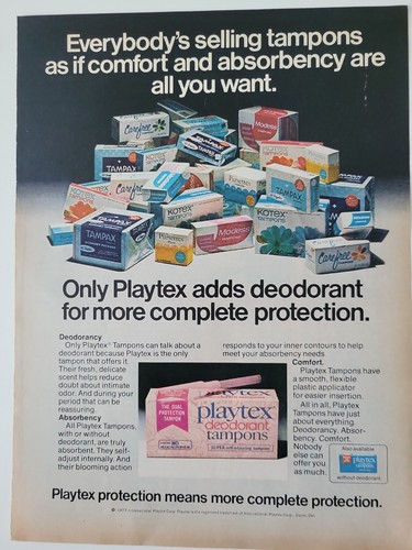1972 Playtex deodorant tampon vintage feminine hygiene vintage boxes ad ...