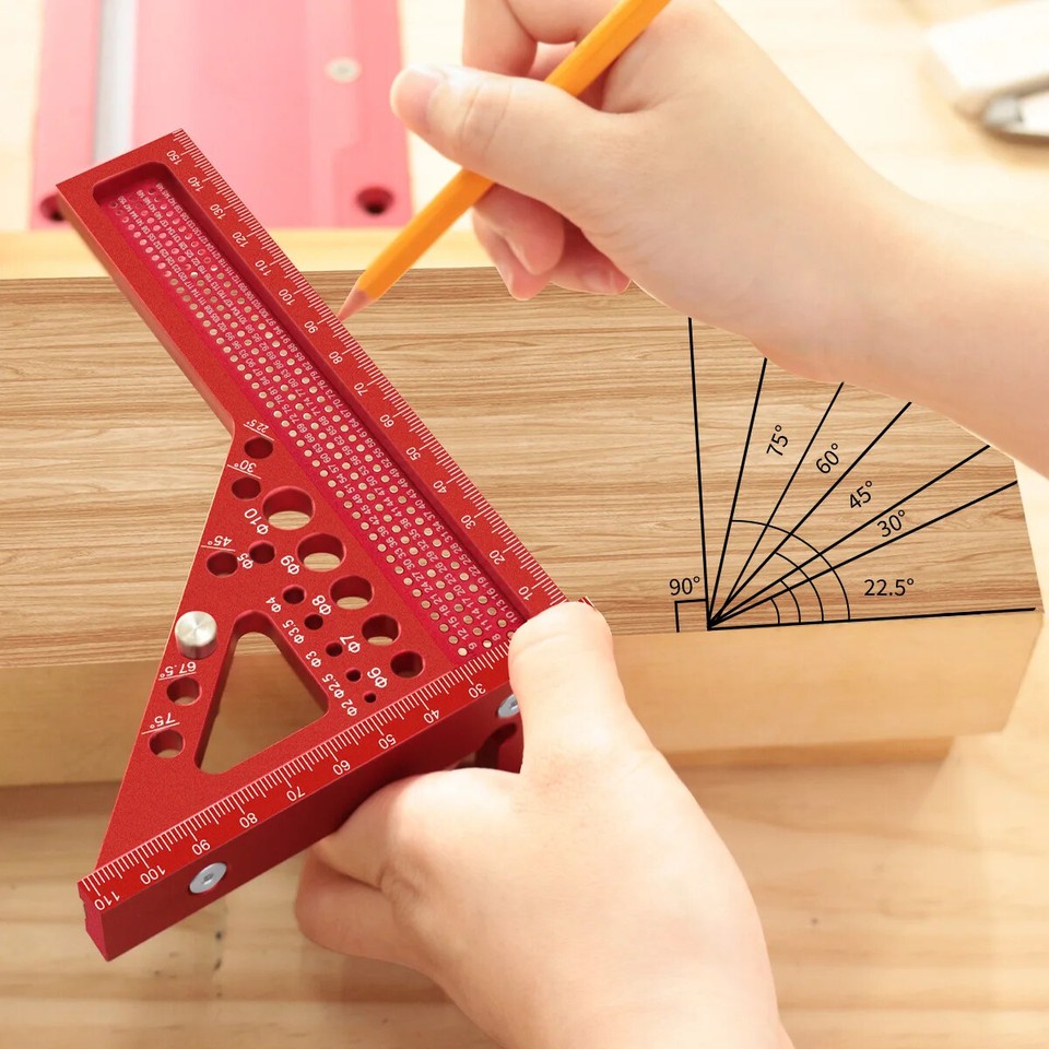 Extended 3D MultiAngle Measuring Ruler Woodworking Square Protractor W ...