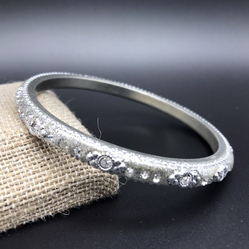 Silver Tone Bangle Bracelet Lightweight Rhinestones Pretty | eBay